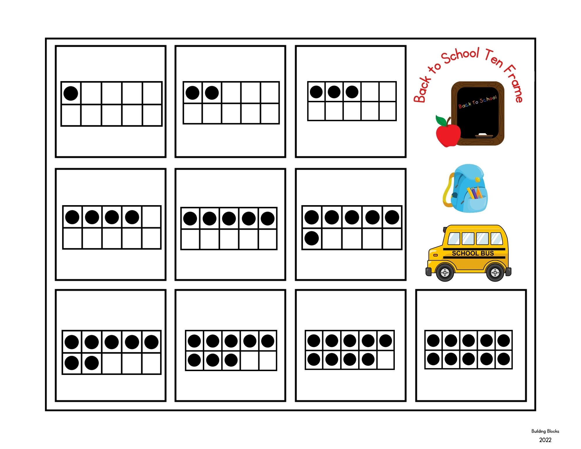 Ten Frame: Back to School
