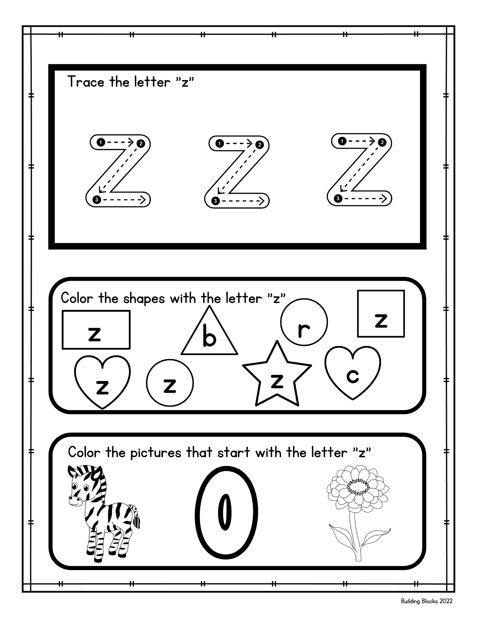 Lowercase “z” Letter Pack