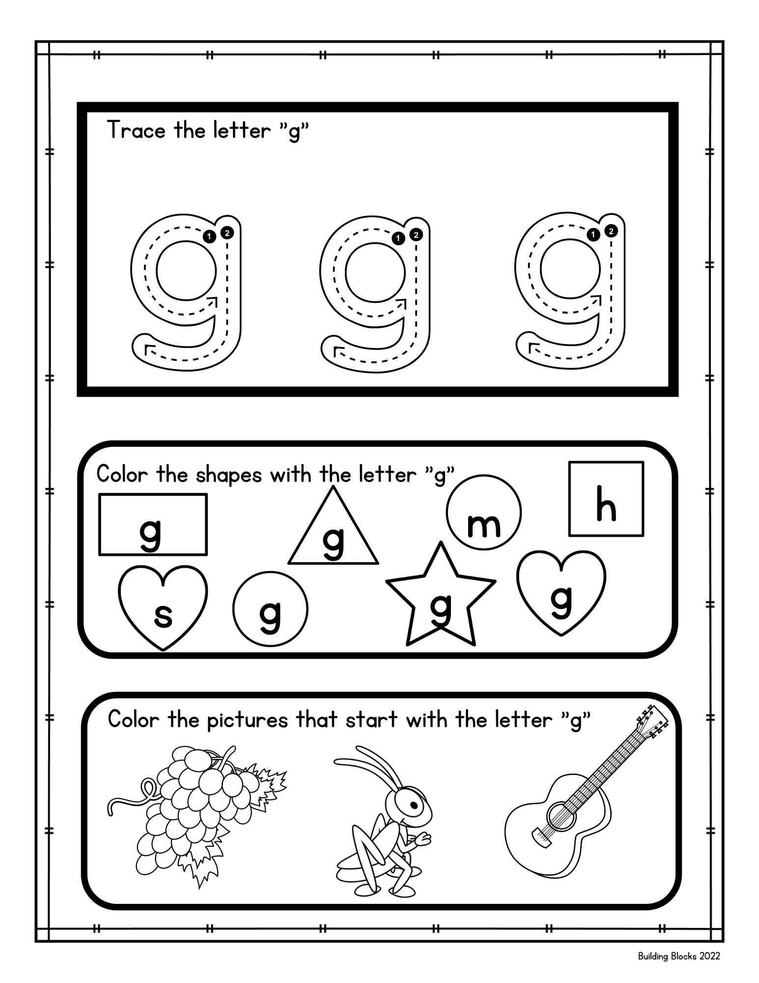 Lowercase “g” Letter Pack